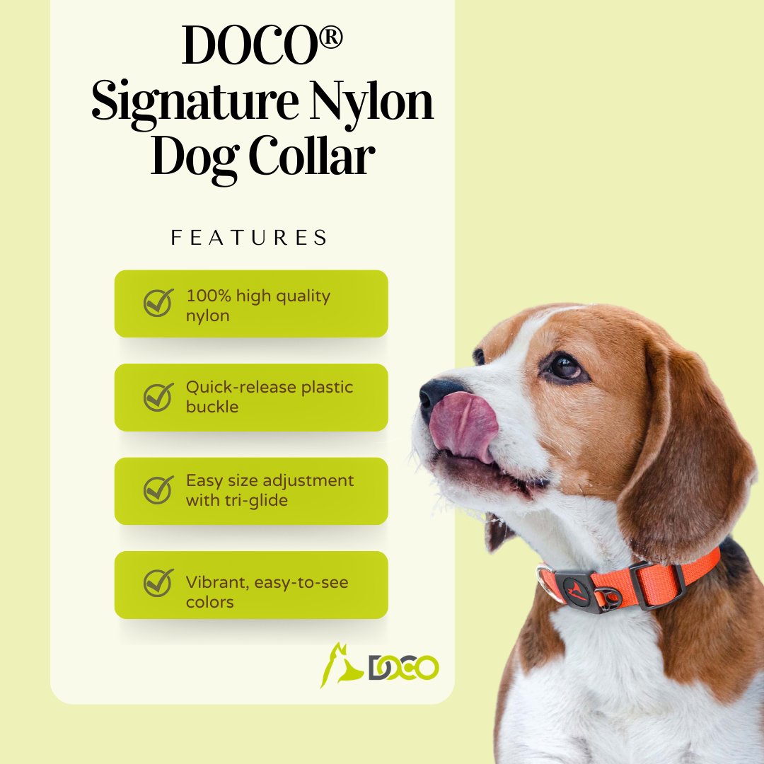 Doco Signature Nylon Dog Collar – S – Navy Blue | Doco | Comfortable ...